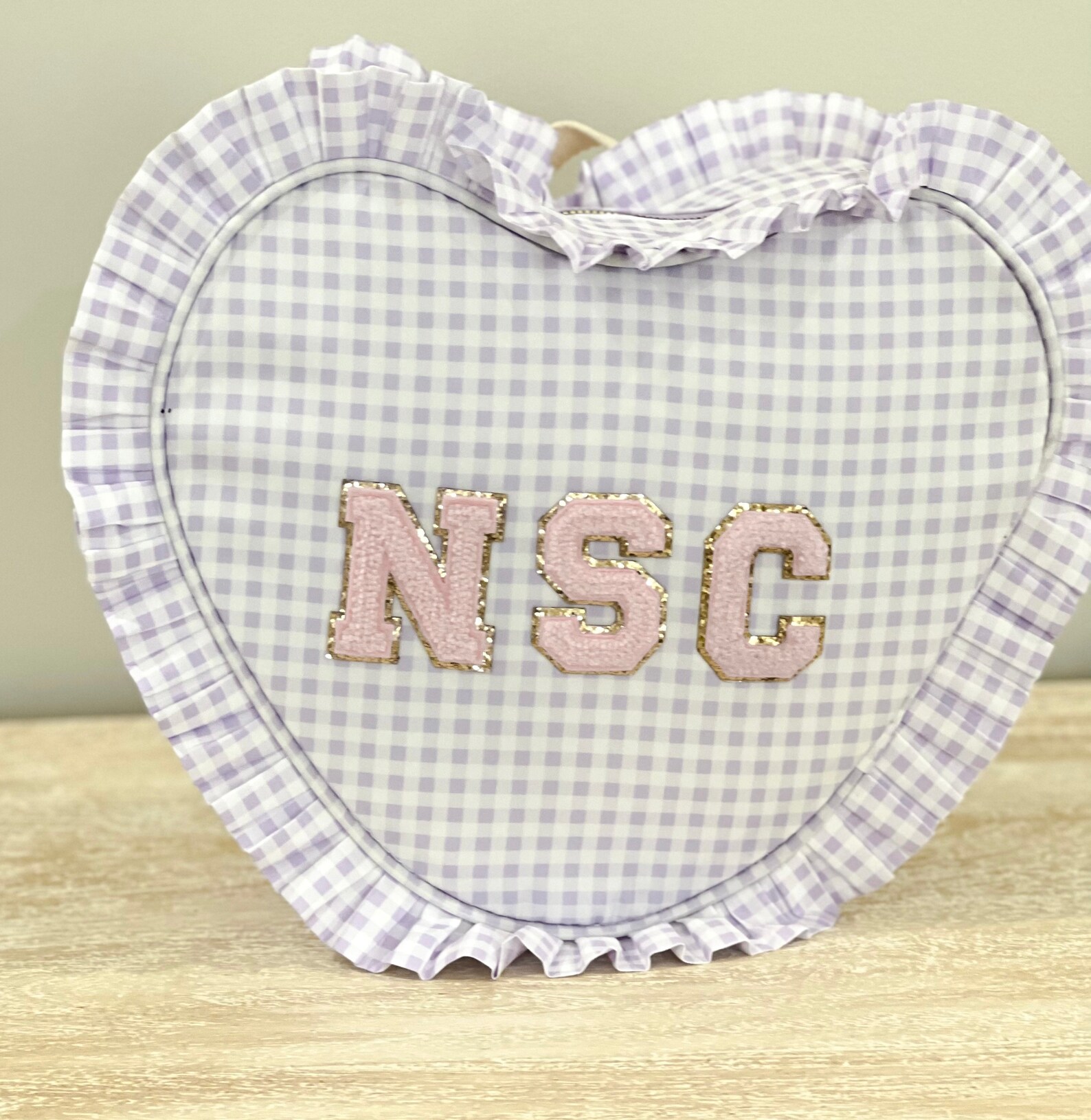 Pink Ruffle Heart Backpack With Chenille Varsity Letter - Etsy