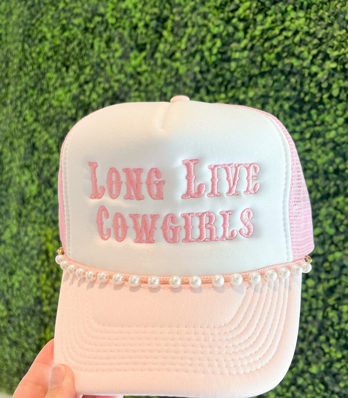 Long Live Cowgirls Trucker Hat With Pearl Chain - Etsy