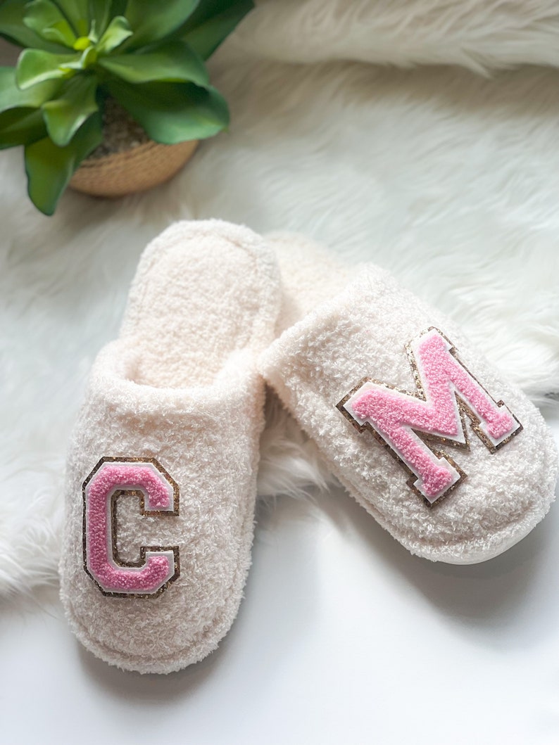 Custom Fuzzy Slippers Personalized With Patches Bridesmaid - Etsy