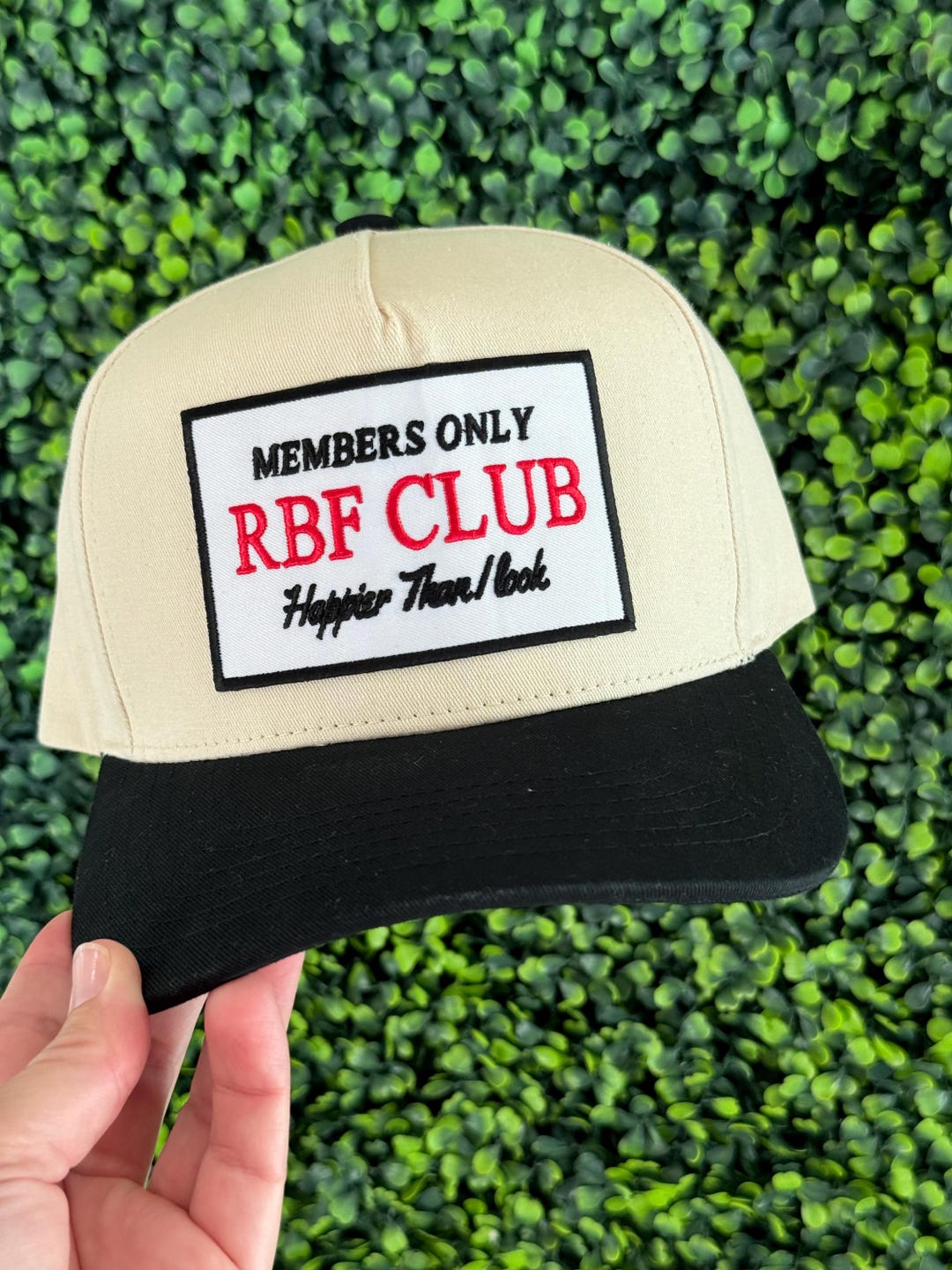 RBF Club Happier Than I Look Vintage Trucker Hat - Canvas Burgundy Hat ...