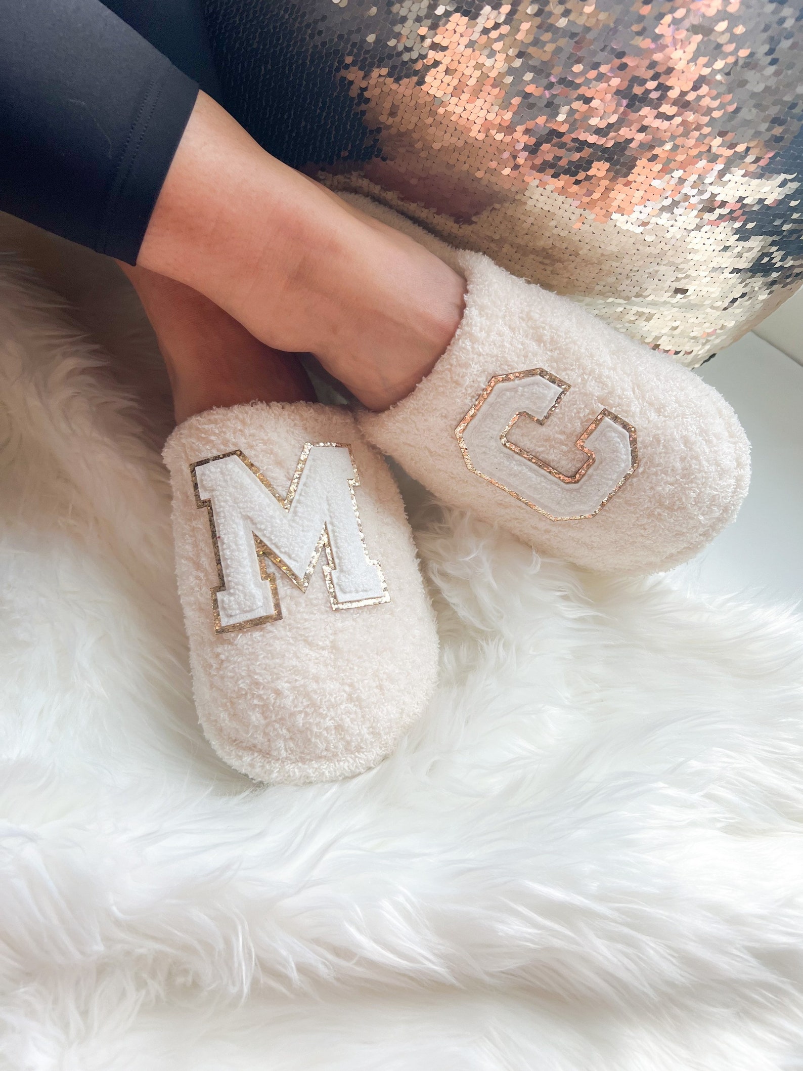 Custom Fuzzy Slippers Personalized With Patches Bridesmaid - Etsy