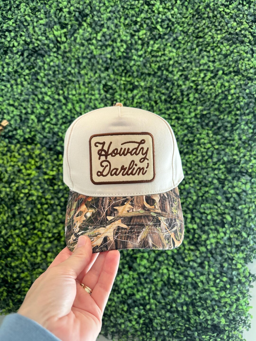 Camo Vintage Trucker Hat - Howdy Darlin Patch Canvas Hat - Etsy