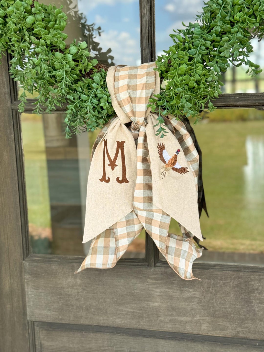 Pheasant Wreath Sash - Fall Front Door Decor - Personalized Home Decor ...