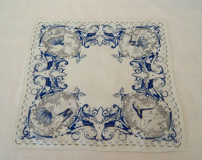 Vintage Handkerchief Hanky French Blue Ballerinas - Etsy