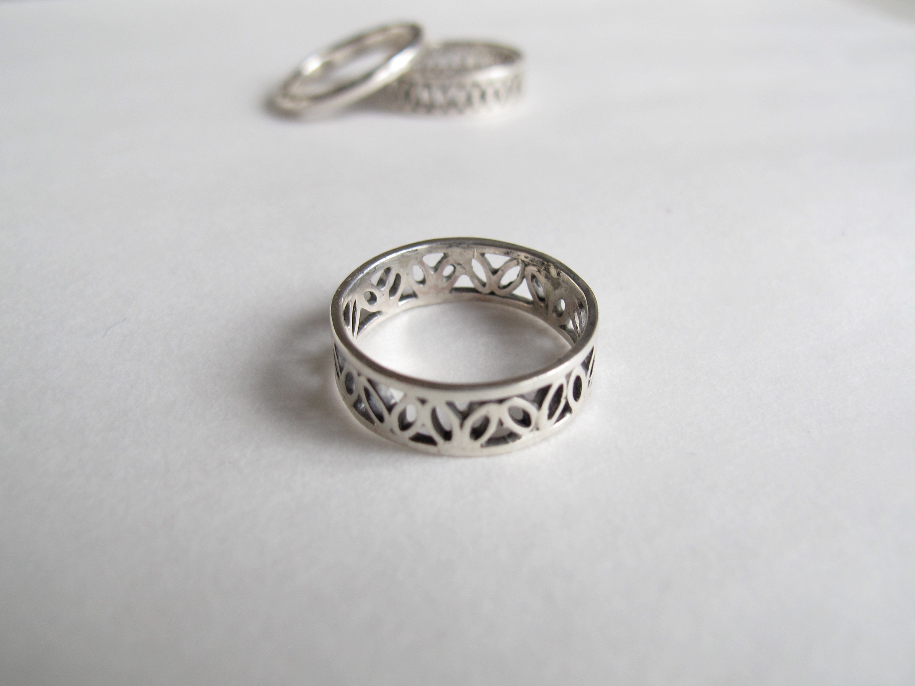 Solid Silver Leaf Pattern Stacking Ring for Him or Her - Etsy
