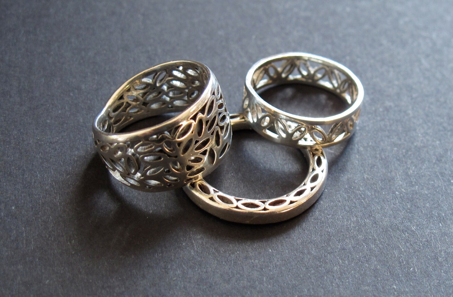 Solid Silver Leaf Pattern Stacking Ring for Him or Her - Etsy