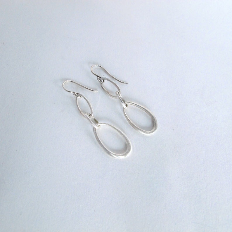Silver Chain Loop Dangling Earrings - Etsy