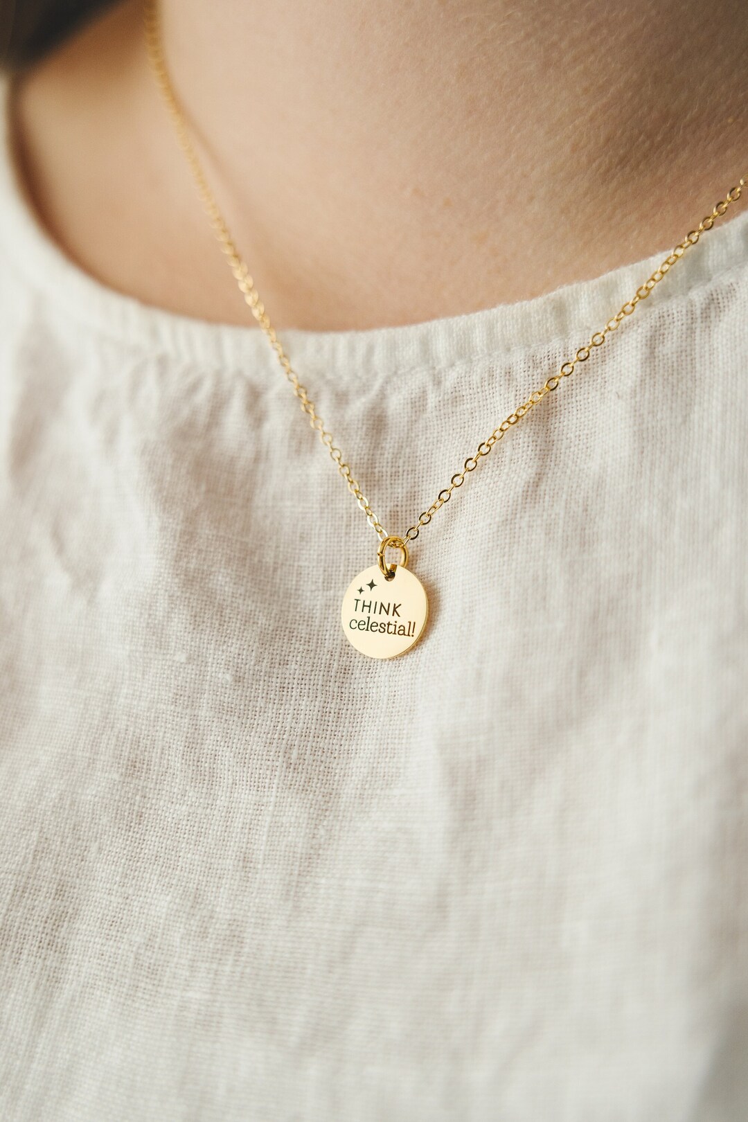 Think Celestial, Small Circle Charm Necklace, Think Celestial Necklace ...