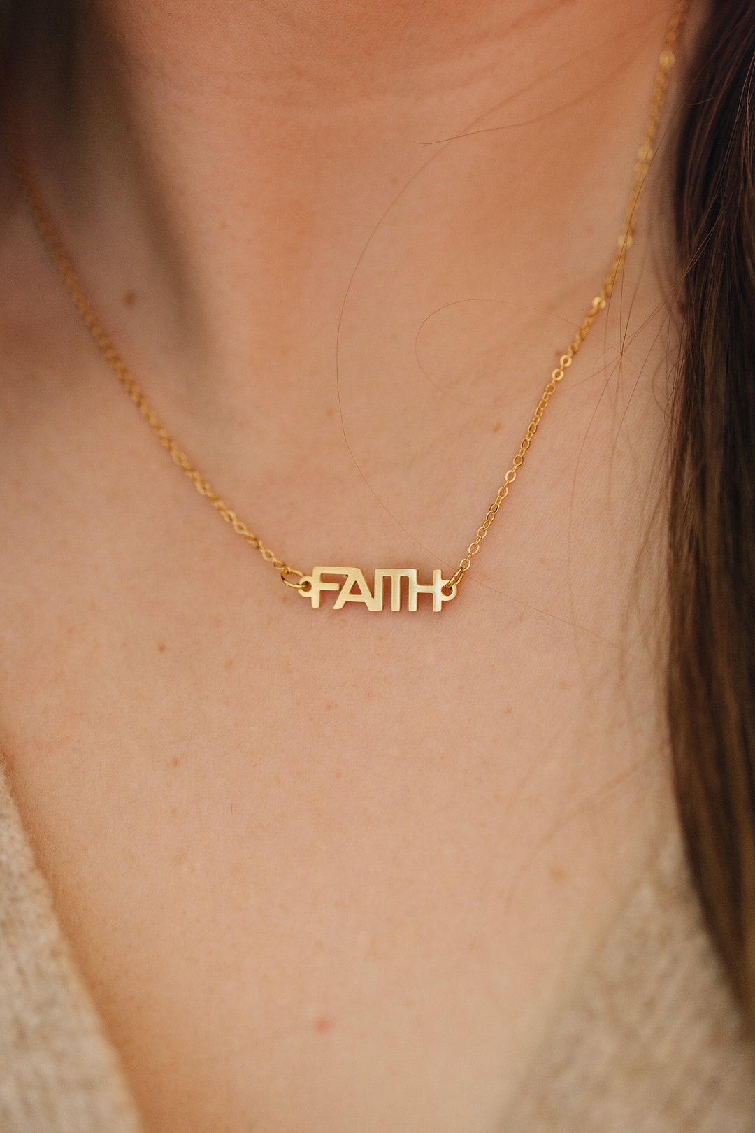 FAITH Minimalist Word Charm, Faith Charm, Faith Necklace, Word Charm ...