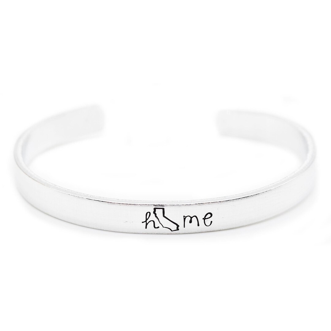 Home State Bracelet California Home State Jewelry Cuff Bracelet Personalized State Jewelry ...