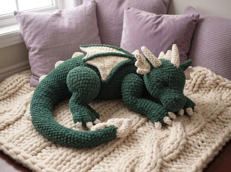 Sleeping Dragon Crochet Pattern, Amigurumi Dragon PDF, Floppy Dragon ...