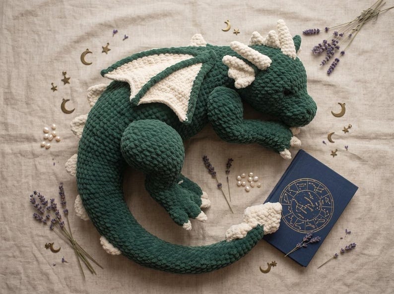 Sleeping Dragon Crochet Pattern, Amigurumi Dragon PDF, Floppy Dragon ...