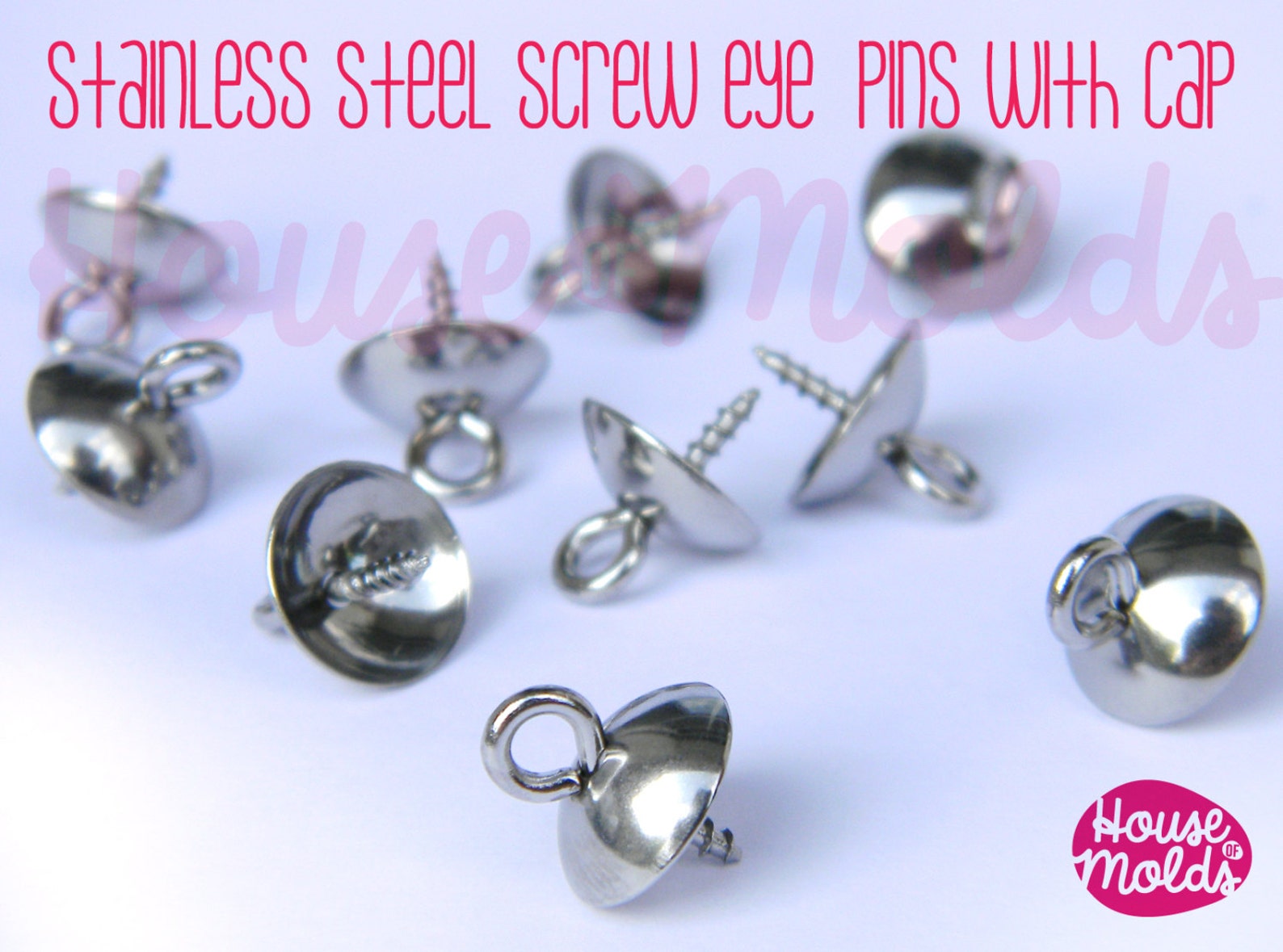 Stainless Steel Screw Eyepins With Cap-8x10 Mm-perfect for Create Your ...