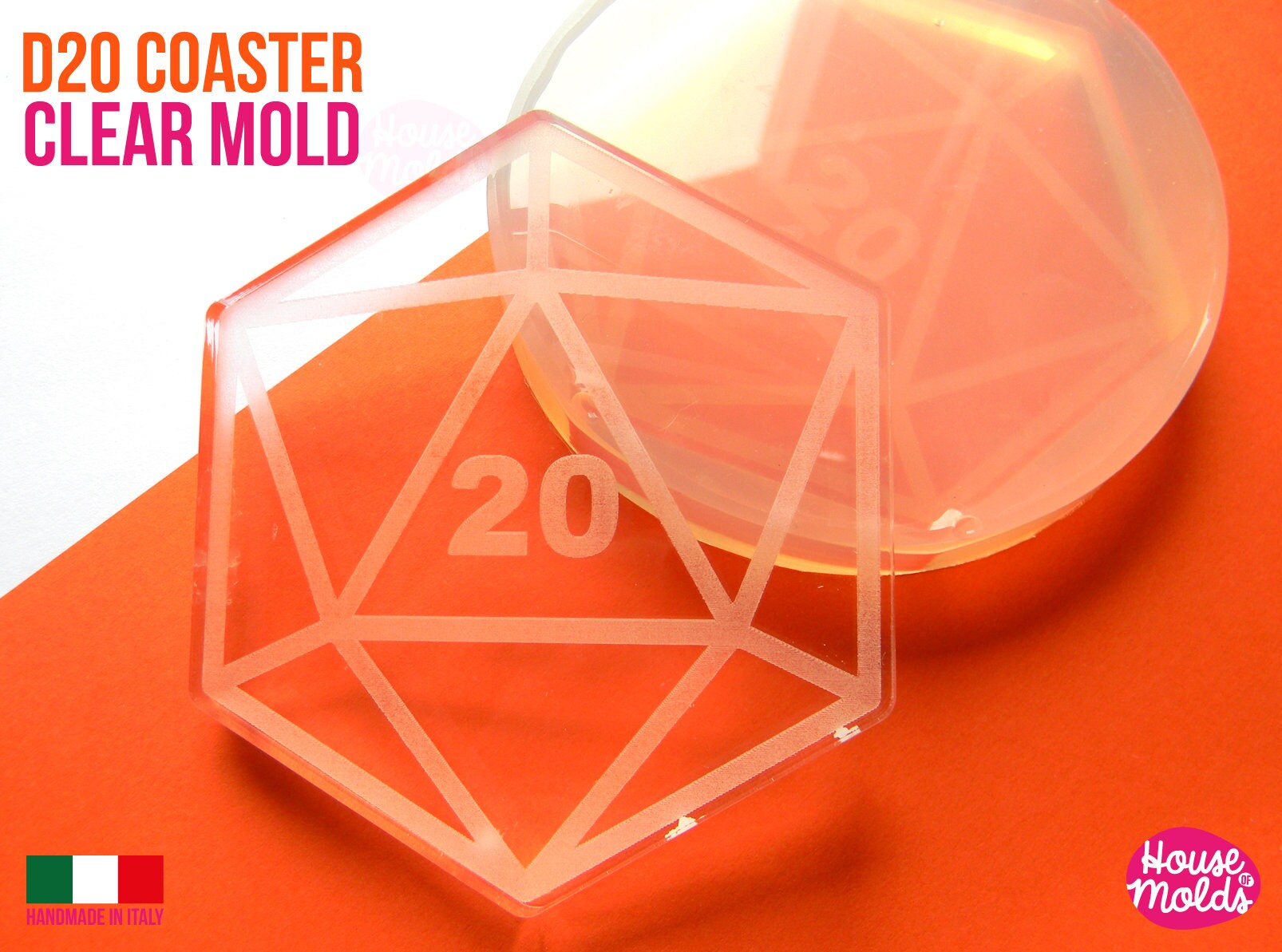 D20 Coaster 90x 79 Mm Clear Silicone Mold HOUSE OF MOLDS | Etsy