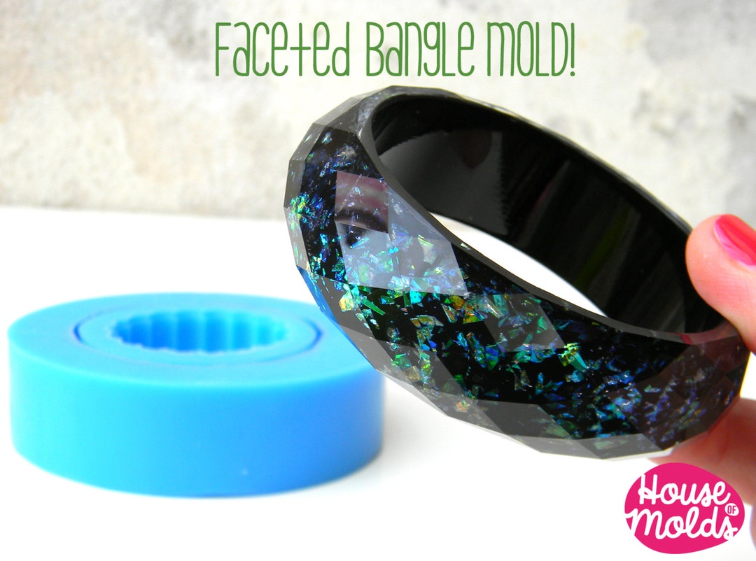 Classic Bold Faceted Bangle Mold, Flexible Silicone Mold for Resin ...