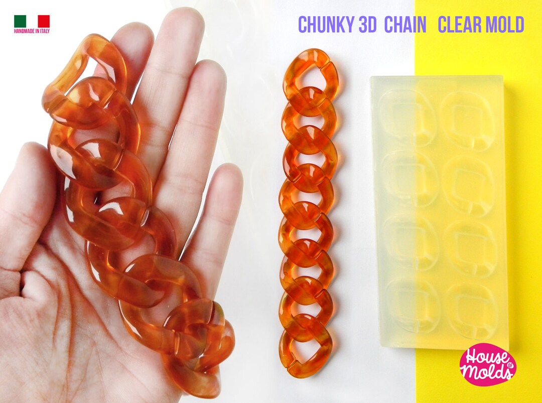 MAXY CHUNKY CHAIN Clear Mold - Each Chain Element is 40 X33 Mm -3d Big ...