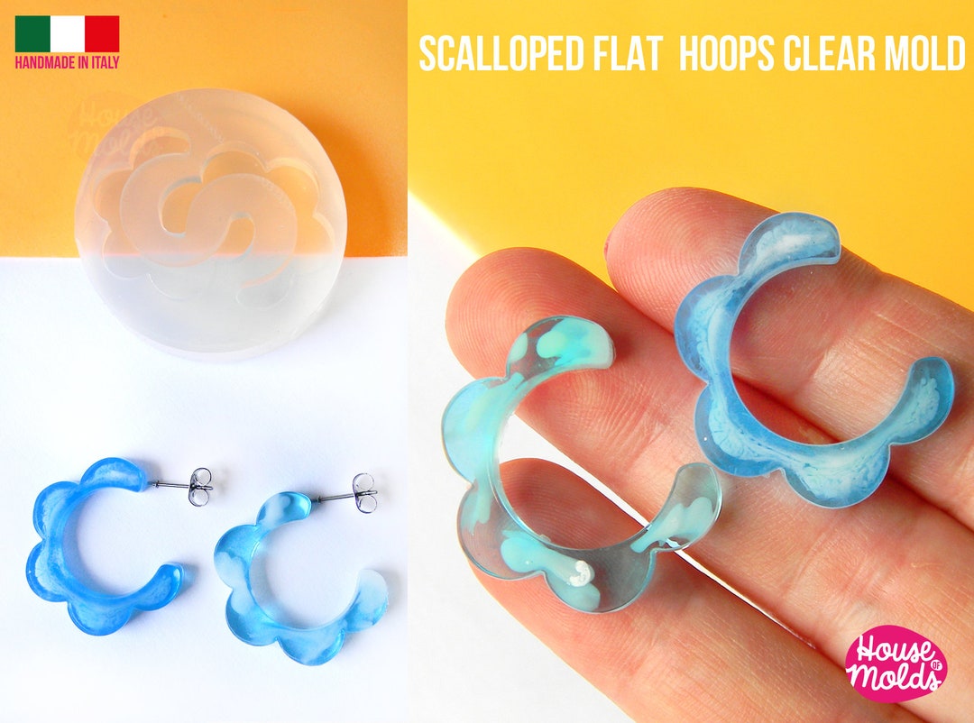 SCALLOPED Earrings Hoops Clear Mold , 28 Mm Diameter 4 Mm Thickness ...