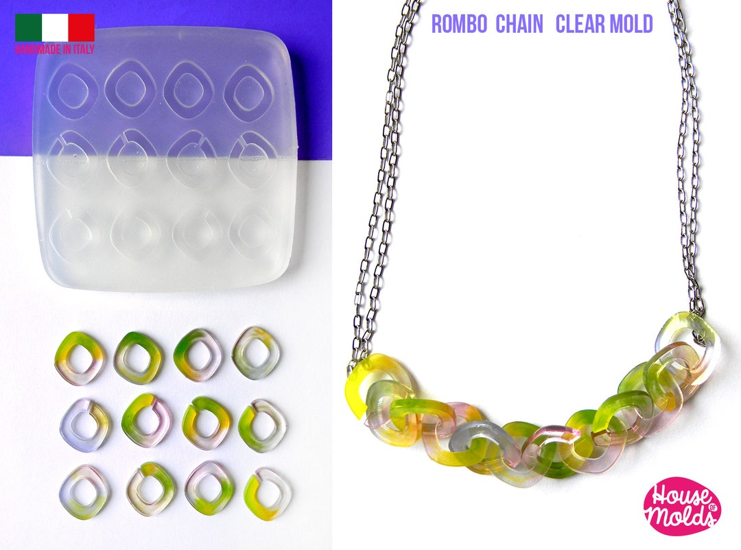 Rombo CHAIN Clear Mold - Each Chain Element is 17x15 Mm -great to Make Resin Collier , Bangles ...