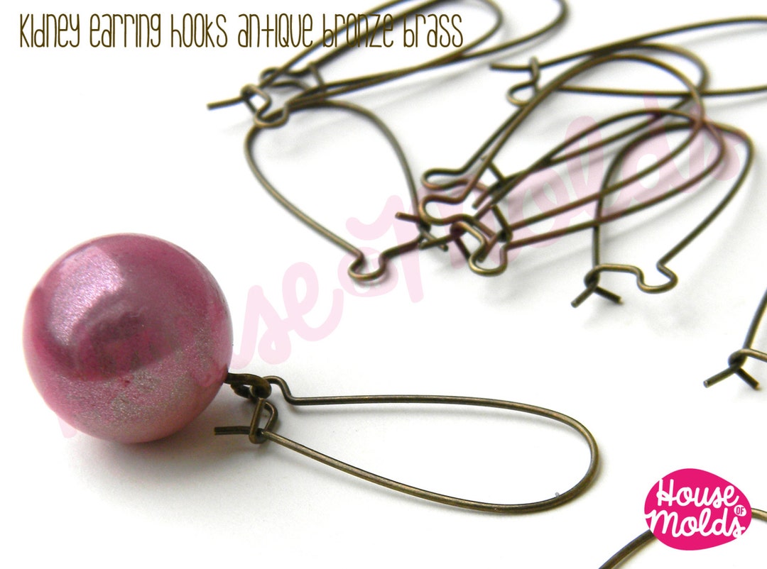 Kidney Earrings Hooks-antique Bronze Brass 13mm X 33 Mm - Simple Design ...