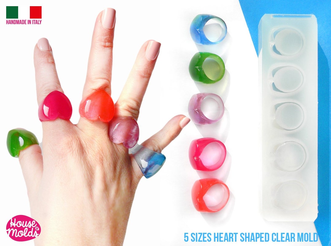 Clear Multi Size Puffy Hearts Rings- Clear Mold to Make 5 Size Hearts ...