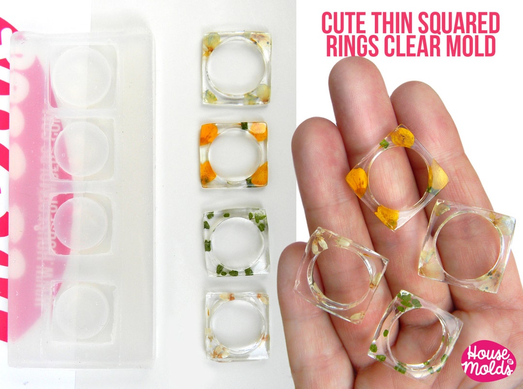 Squared Thin Band Rings Clear Mold-4 Size Mold,rings Maker Mold,super ...