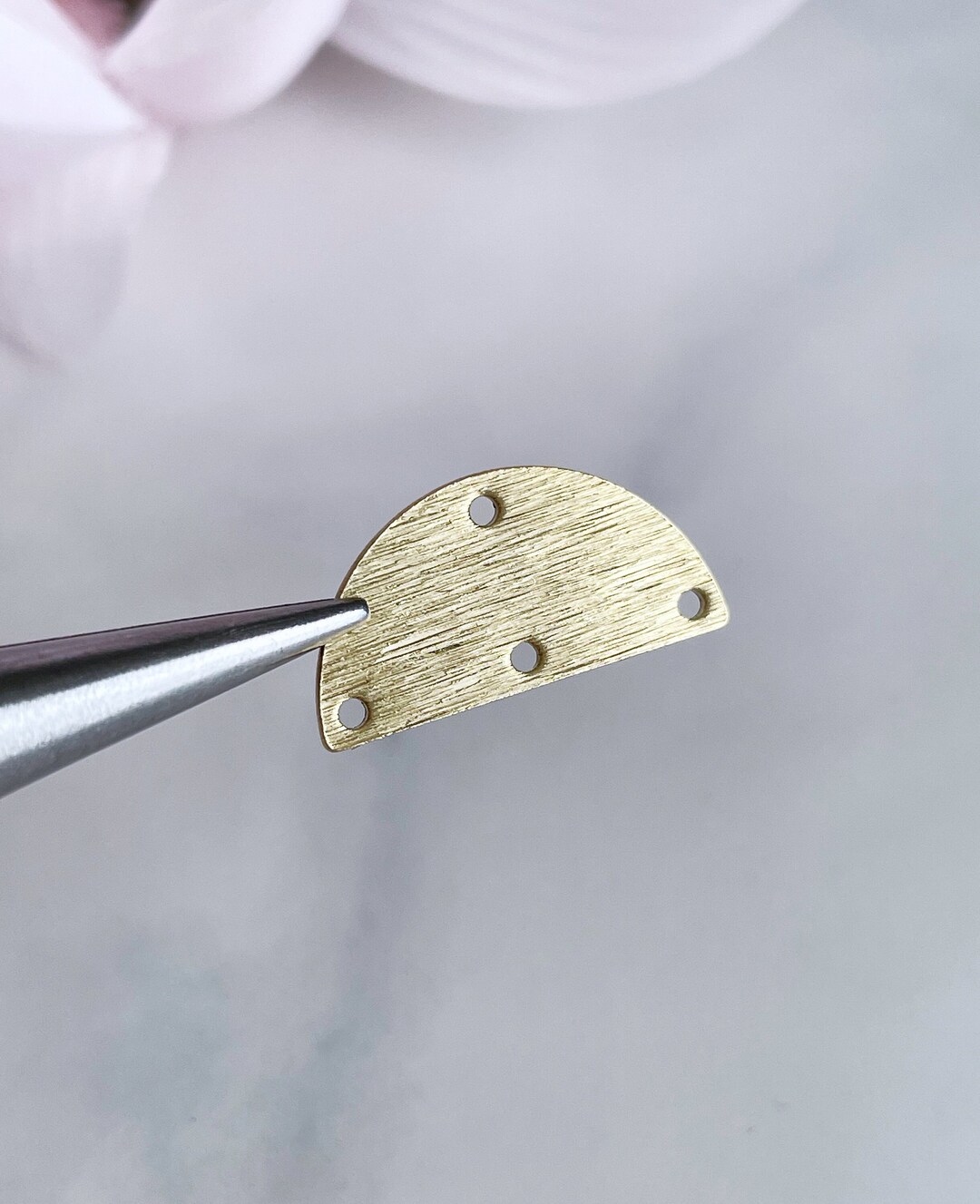 Textured Brass Half Circle Connector: Earring Making Supplies (6 Pcs ...