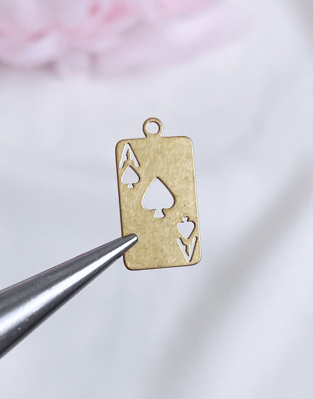 Brass Playing Card Charm Ace of Spades Charm Alice in Wonderland Charm ...