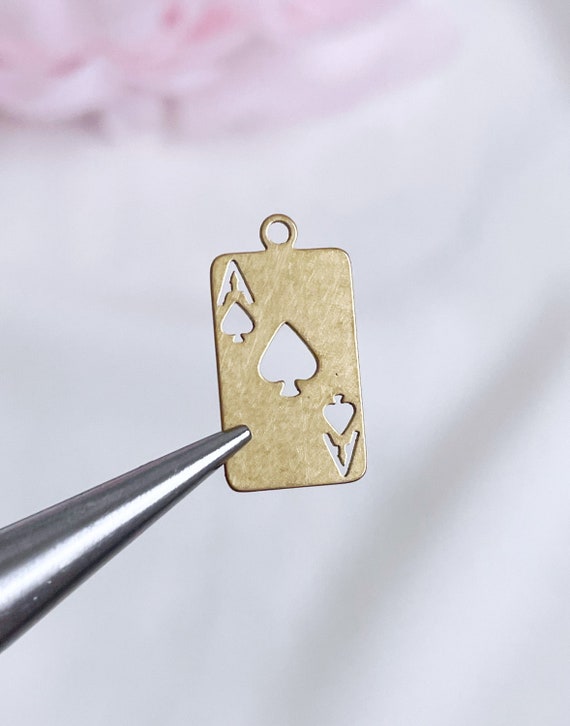 Brass Playing Card Charm Ace of Spades Charm Alice in - Etsy