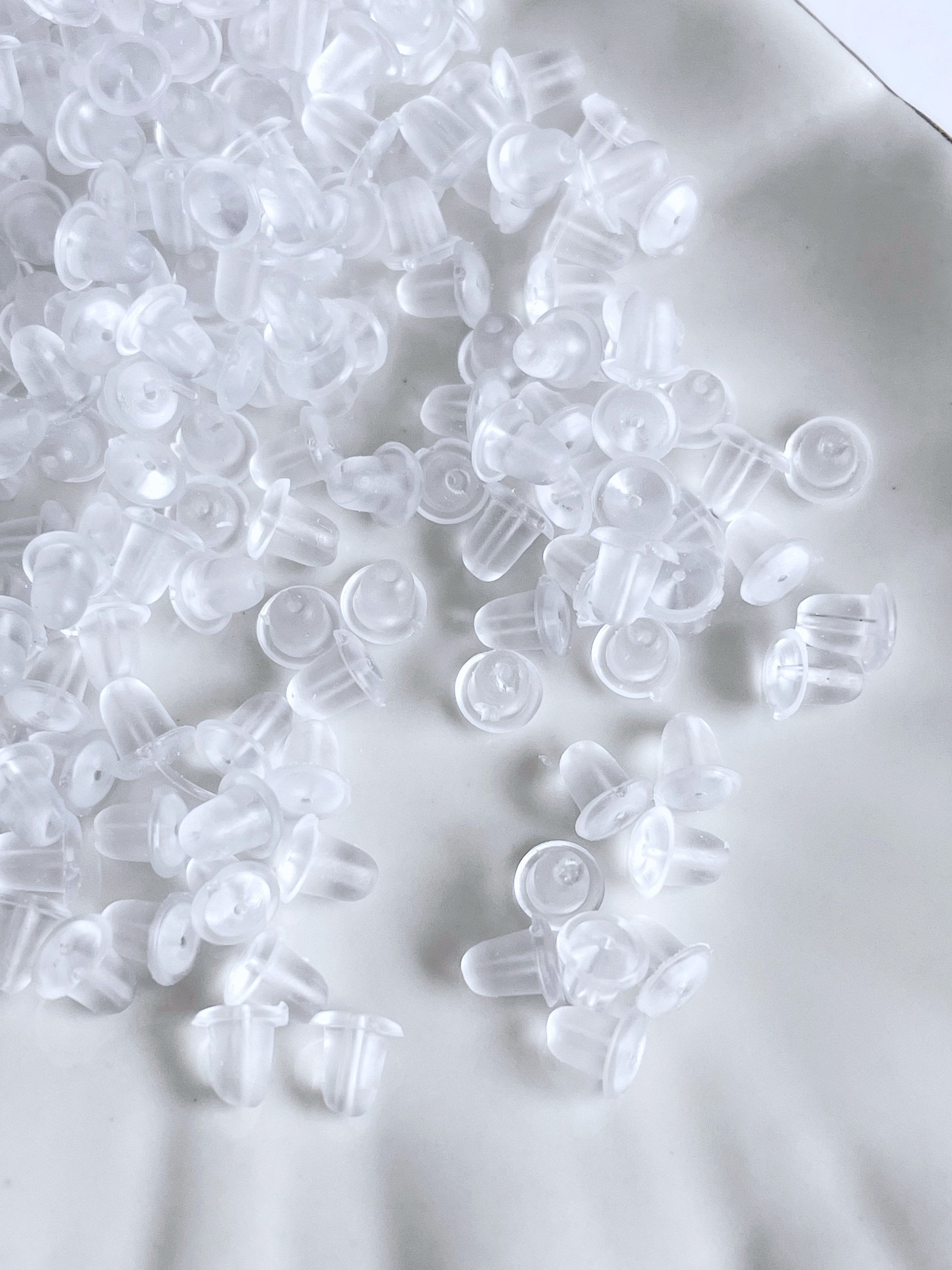 Ear Nuts Clear Rubber Earring Backs Earring Stoppers Tiny Small (50 Pcs ...