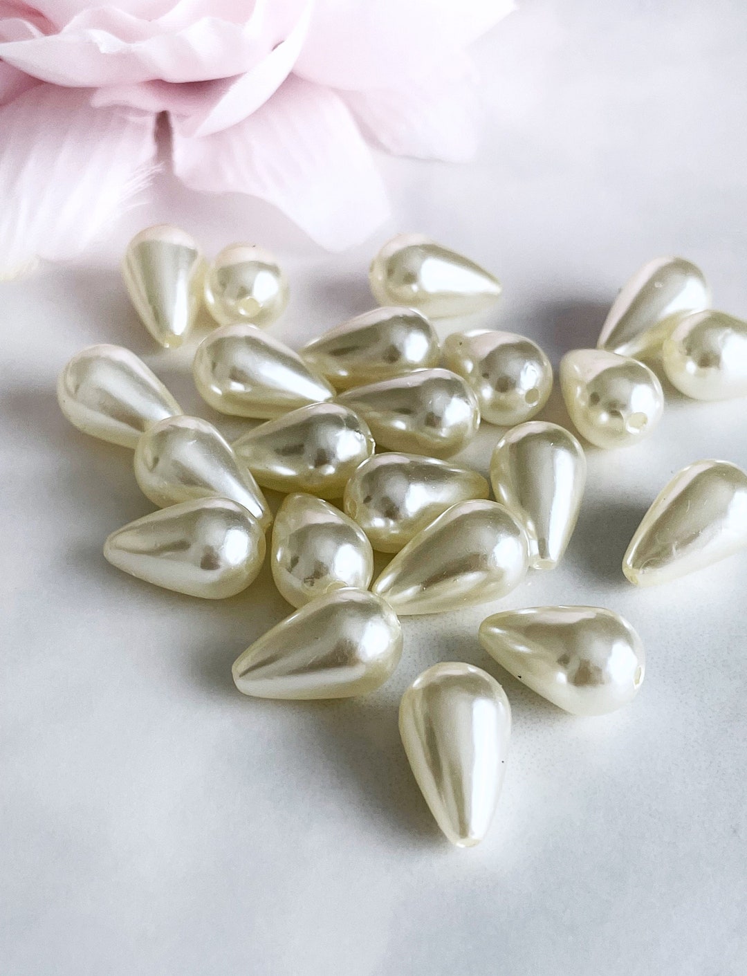 Teardrop Faux Pearl Beads Pearl Drop Bead 16mm Drilled Lengthwise Large ...