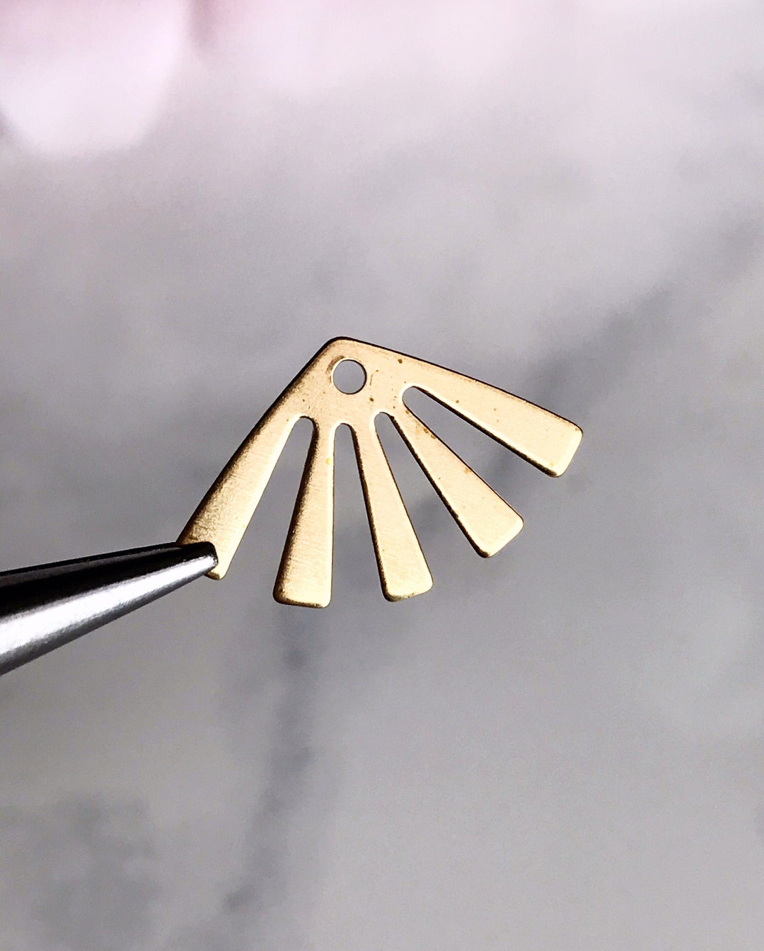 Brass Sun Ray Charm Brass Eyelash Charms Triangle Fan Fringe Celestial ...