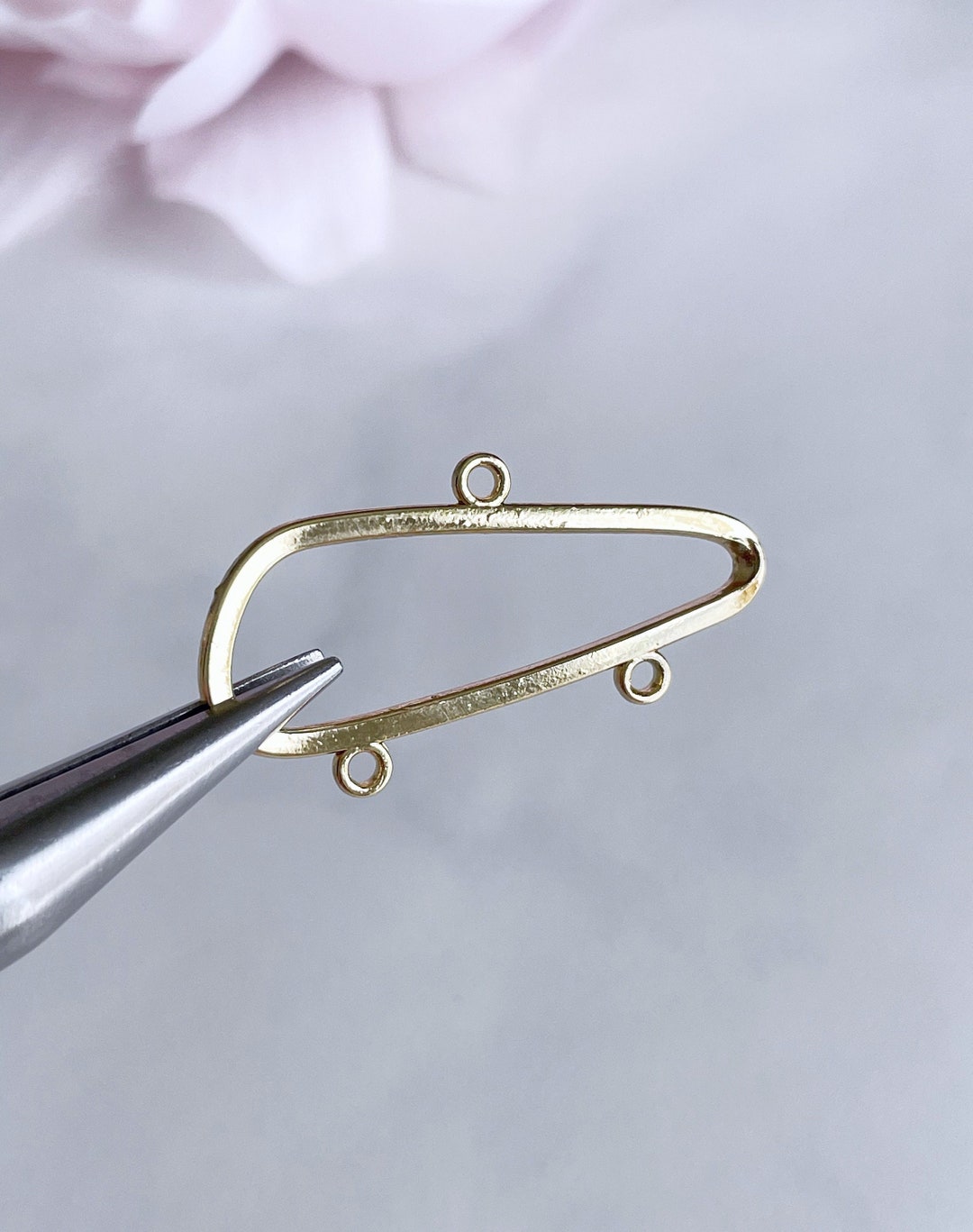 Gold Alloy Jewelry Connector Oval Earring Finding Charm Holder Pendant ...