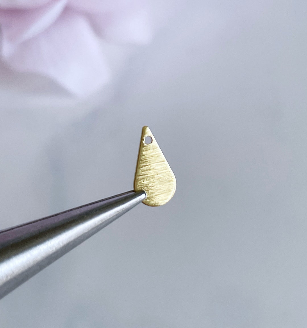 Small Brass Teardrop Charm Textured Brass Drop Tag Brass Blank Earring ...