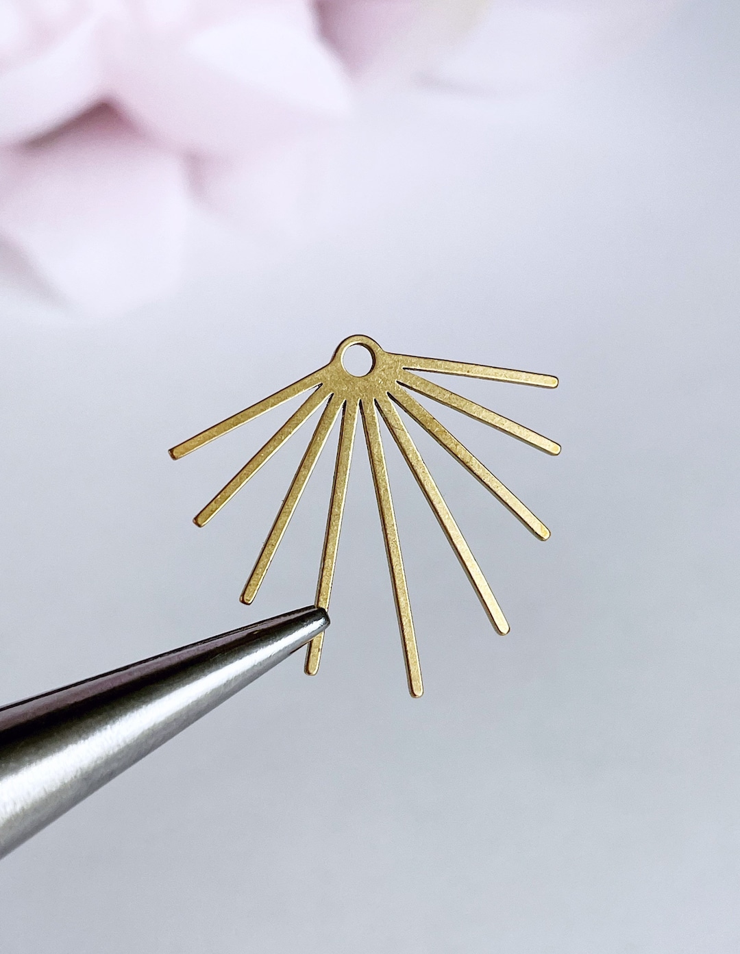 Brass Sunburst Charms Eyelash Brass Sun Charms Spiked Fringe Earring ...