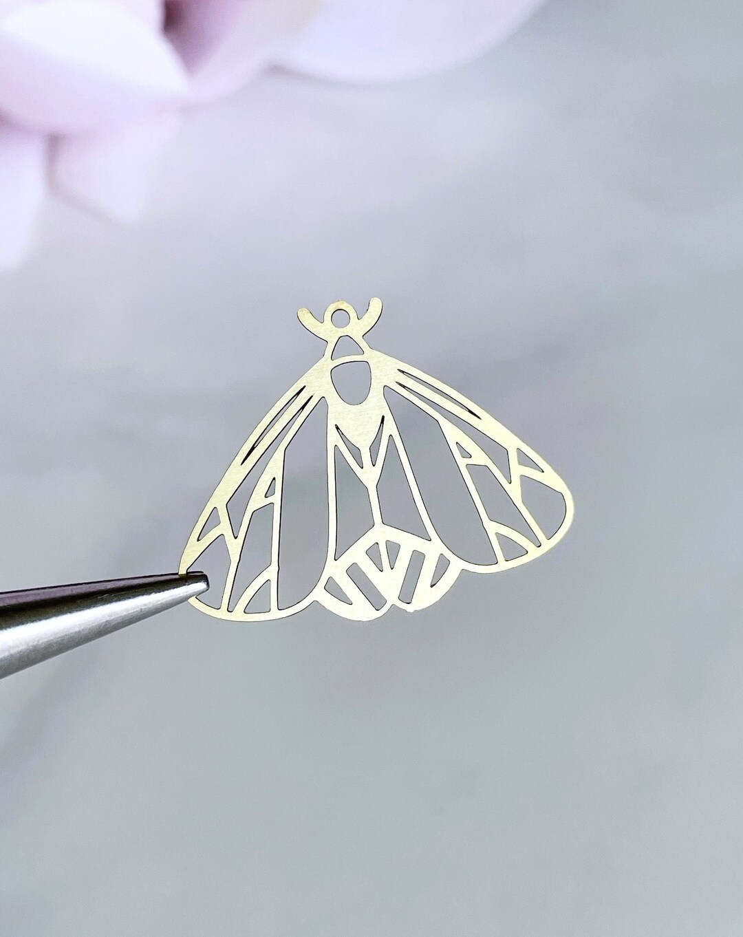 Brass Moth Charm Insect Bug Jewelry Connector Finding for Earrings ...