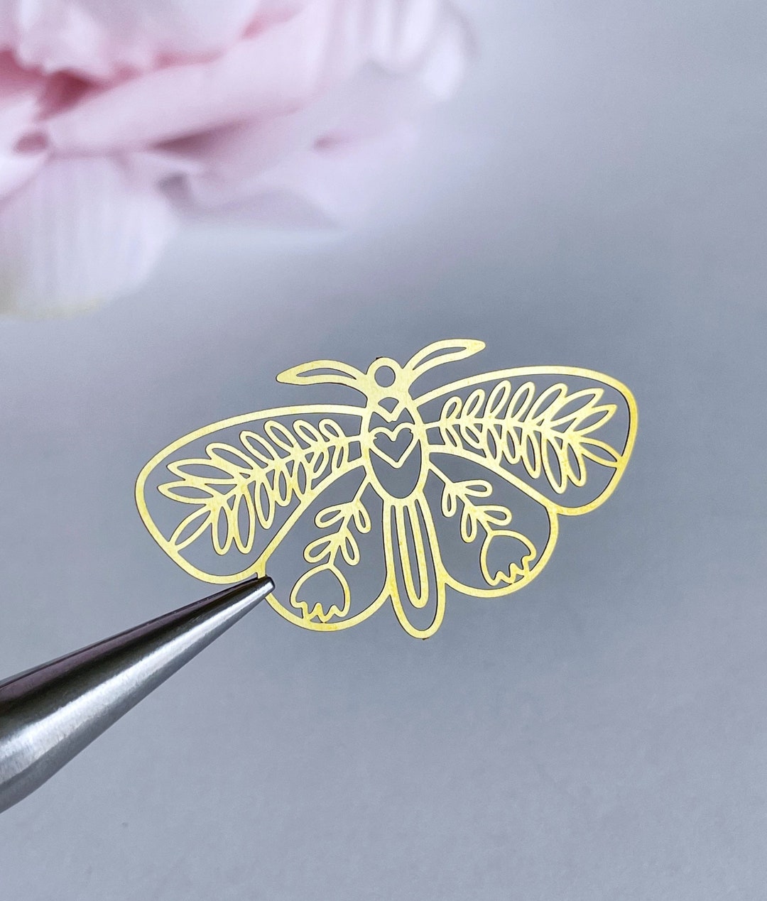 Brass Butterfly Charm Moth Flying Wings Insect Earring Finding Laser ...
