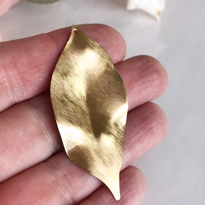 Brass Leaf Stamping Large Leaf Pendant Textured Brushed Brass Jewelry ...