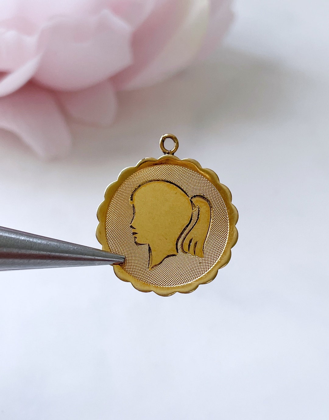 Vintage Barbie Charm Girls Face Profile With Barbie Name Engraved 1970s ...