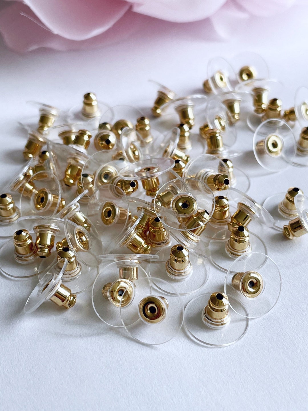 Ear Nuts Brass Clear Plastic Comfort Clutch Earring Backs Post Backs ...