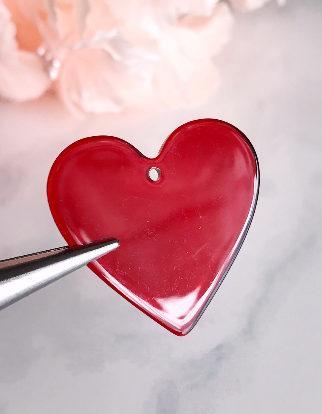 Acrylic Red Heart Charms Heart Earring Findings Valentines Day Pendants ...