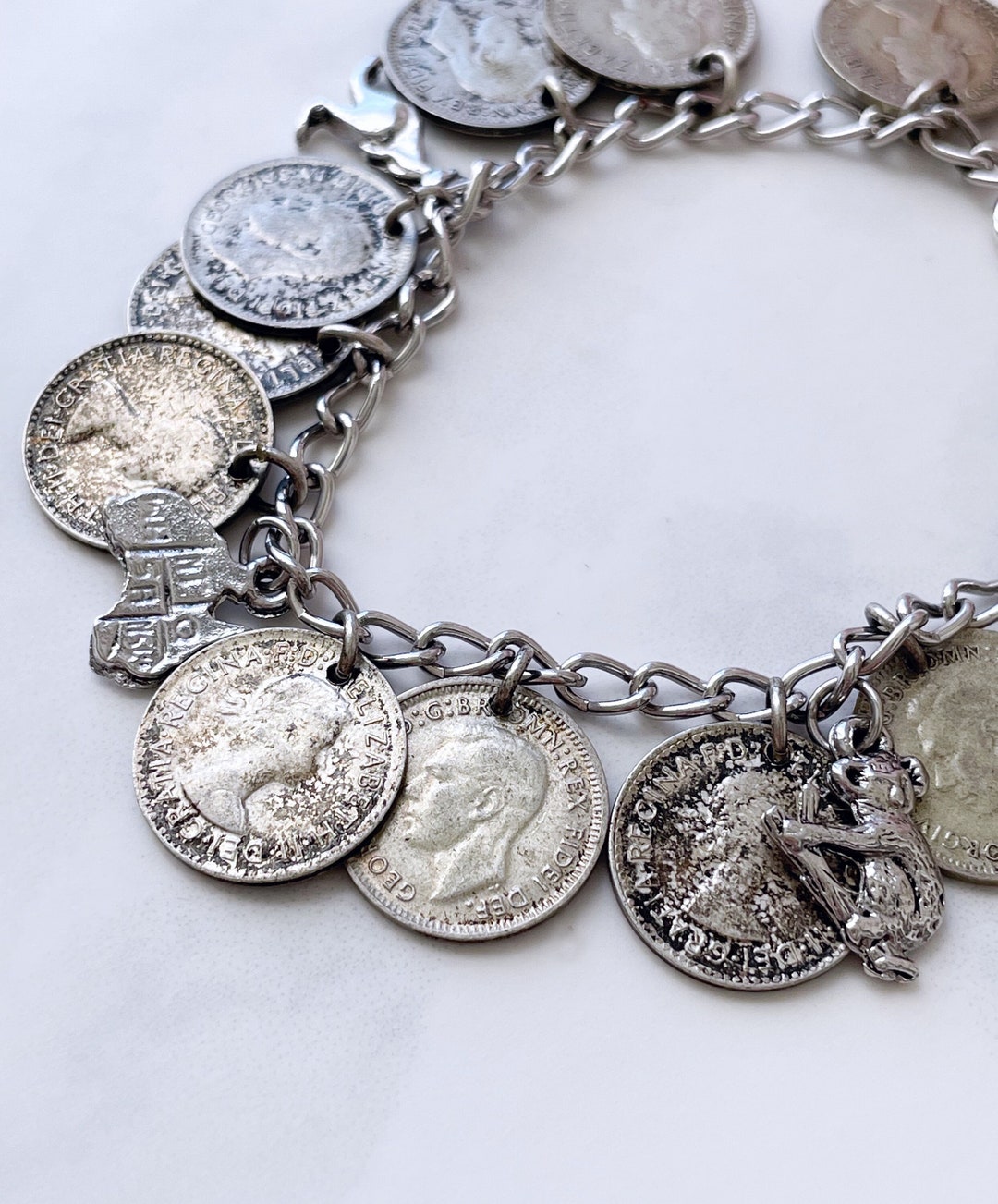 Vintage Australia Charm Bracelet Australian Coin Bracelet Souvenir ...