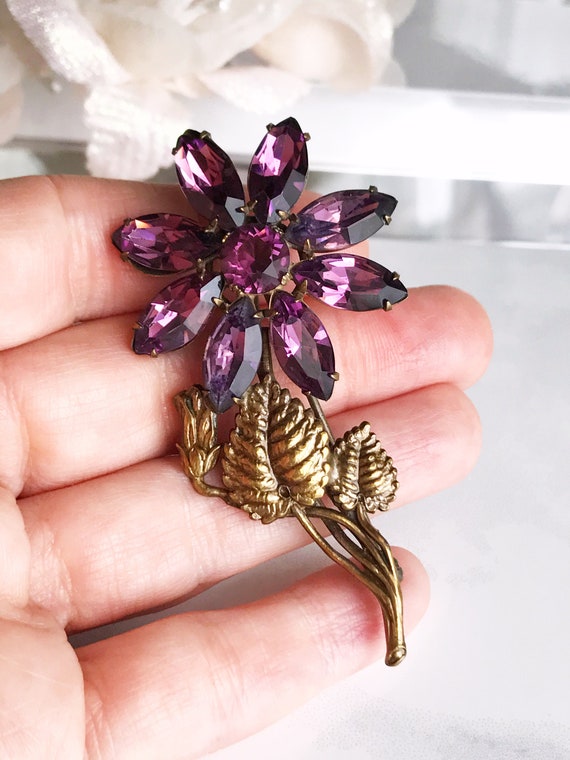 vintage purple flower brooch art deco jewelry art nou… - Gem