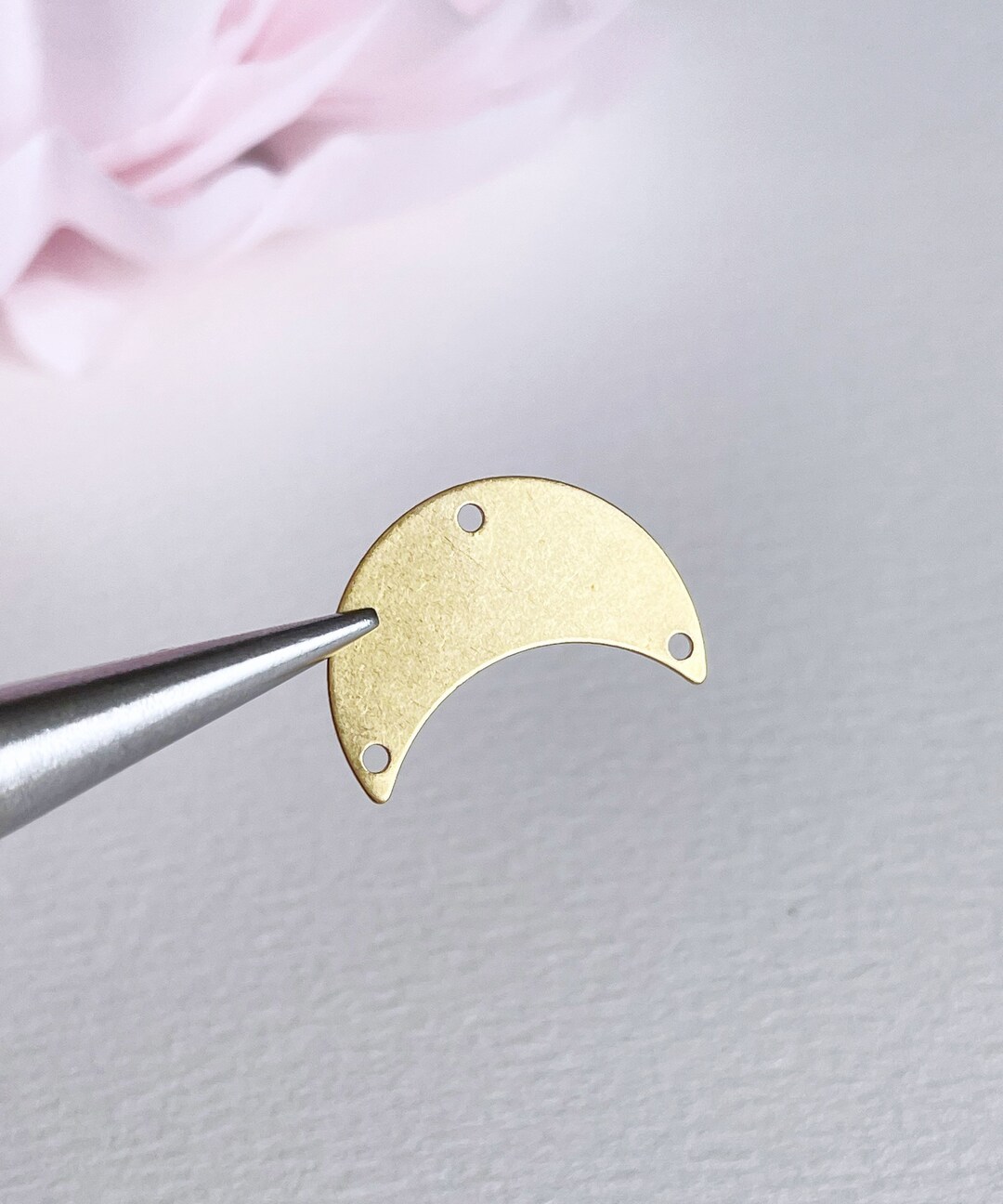 Brass Crescent Moon Connector Brass Moon Phase Charms 22mm Half Moon 3 ...