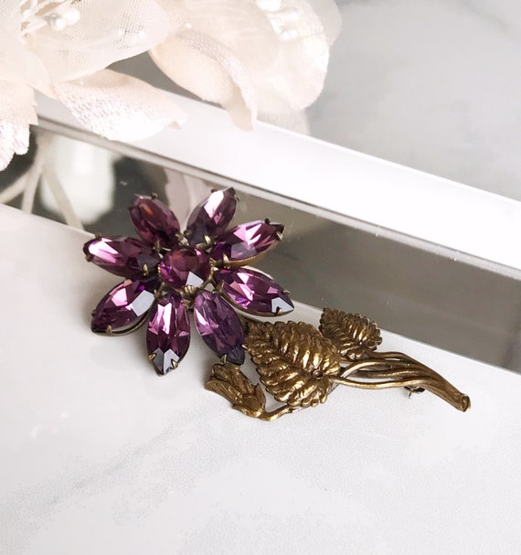 vintage purple flower brooch art deco jewelry art nou… - Gem