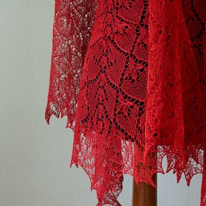 Red Lace Shawl - Ellegant Summer Wrap- Hand Knit Shawl - Etsy