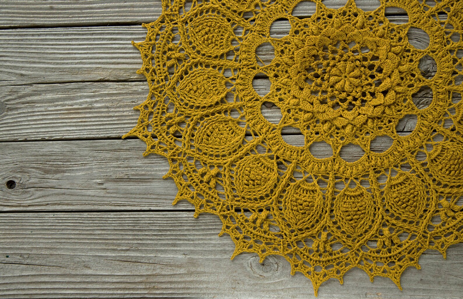Linen Crochet Doily in Mustard Gold Color. - Etsy
