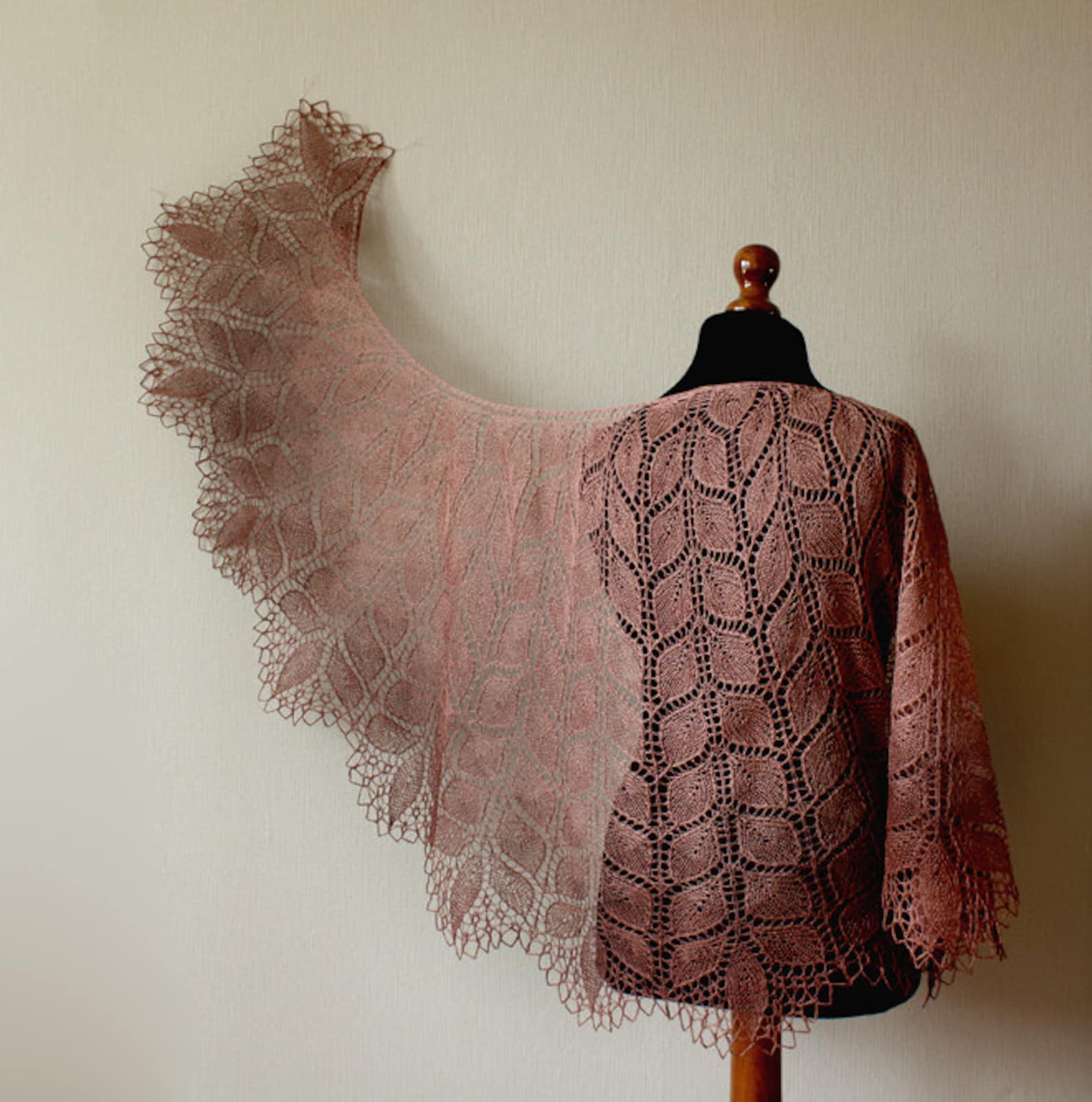 Handknitted Linen Lace Shawl Rectangular Brown Shawl - Etsy UK