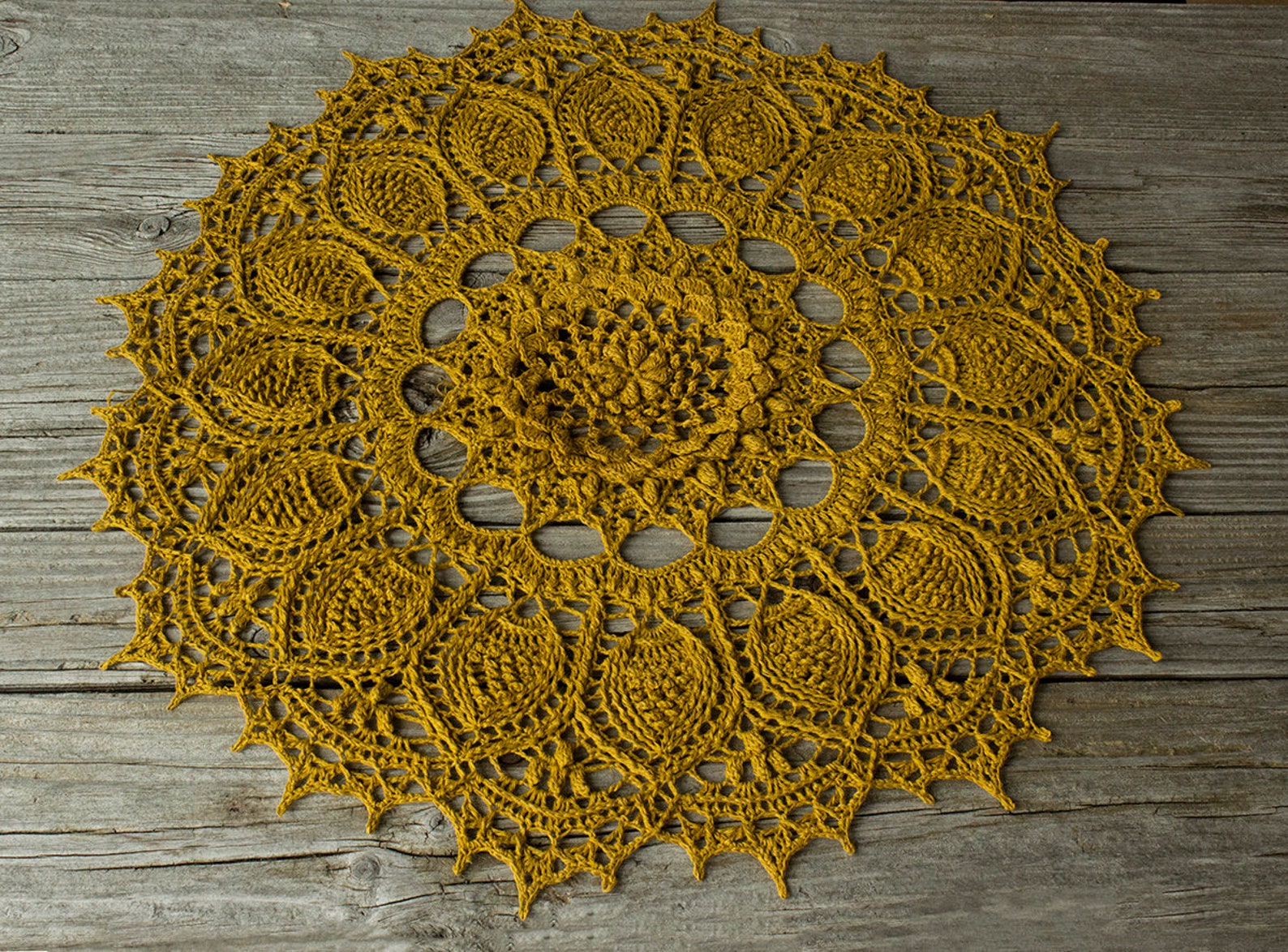 Linen Crochet Doily in Mustard Gold Color. - Etsy