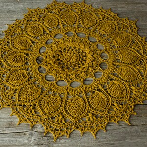 Linen Crochet Doily in Mustard Gold Color. - Etsy