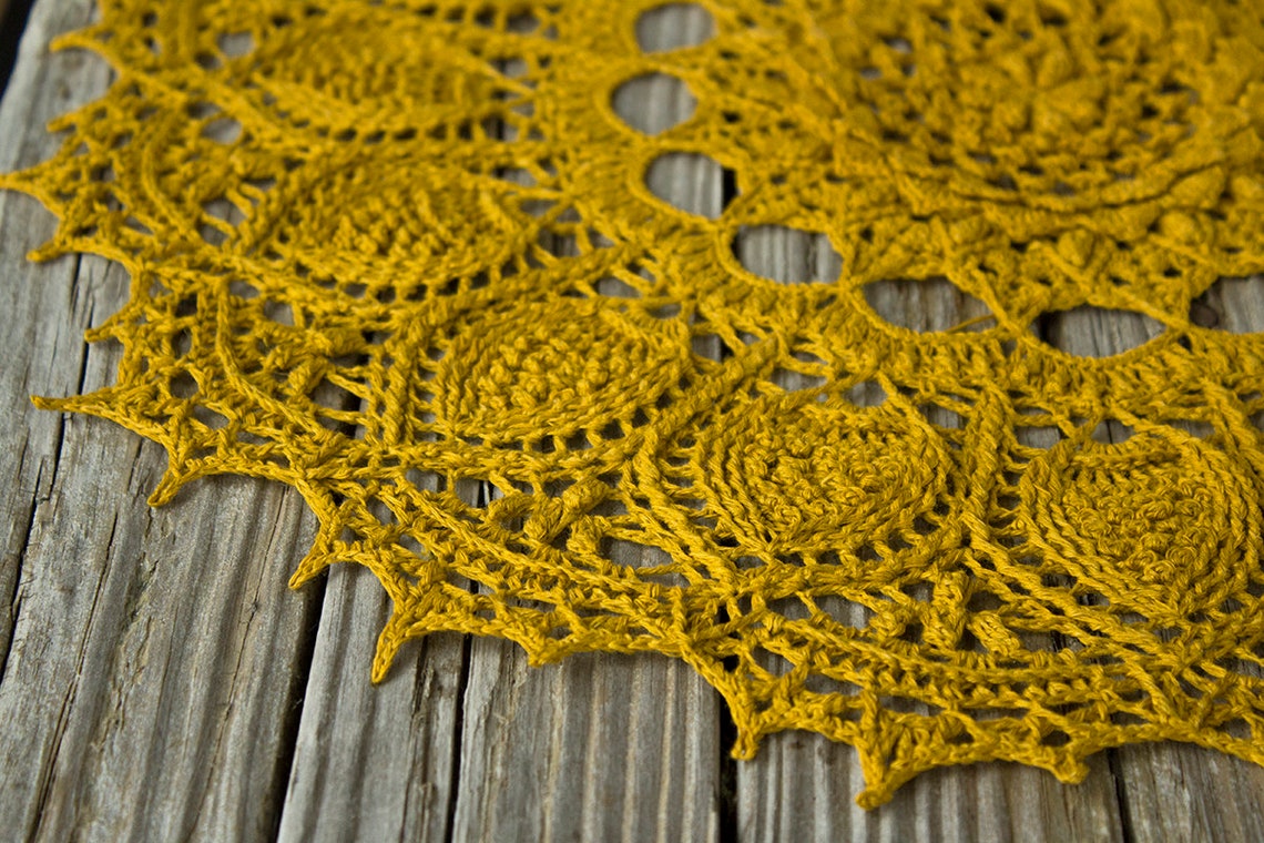 Linen Crochet Doily in Mustard Gold Color. - Etsy